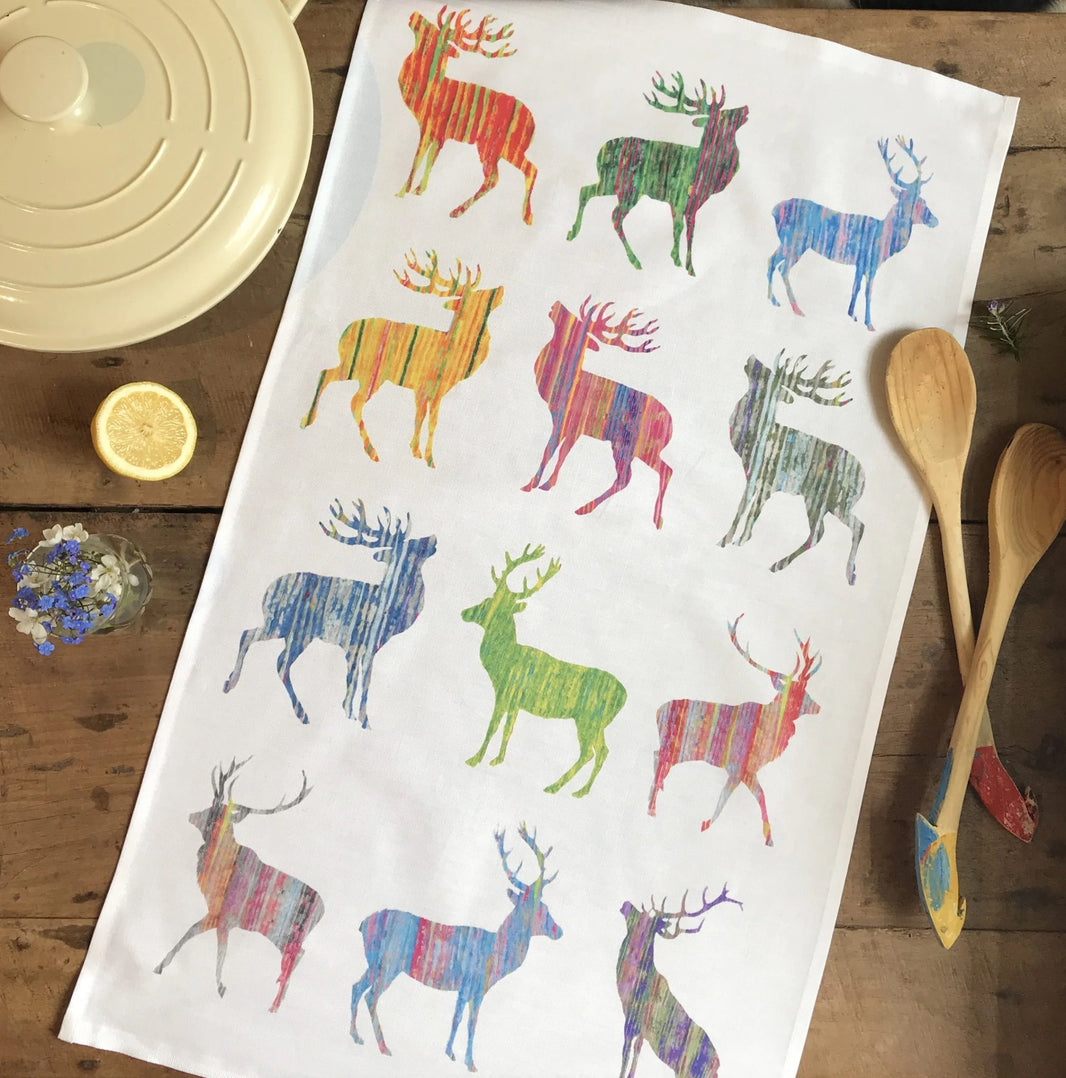 100% Cotton Colourful Tea Towels, Gift for Animal Lovers, Art Lovers ...